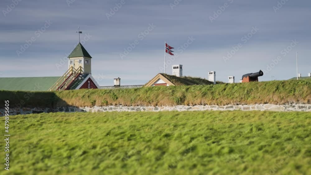 Vardøhus Fortress on the Varanger coast. Thick brick walls covered with ...