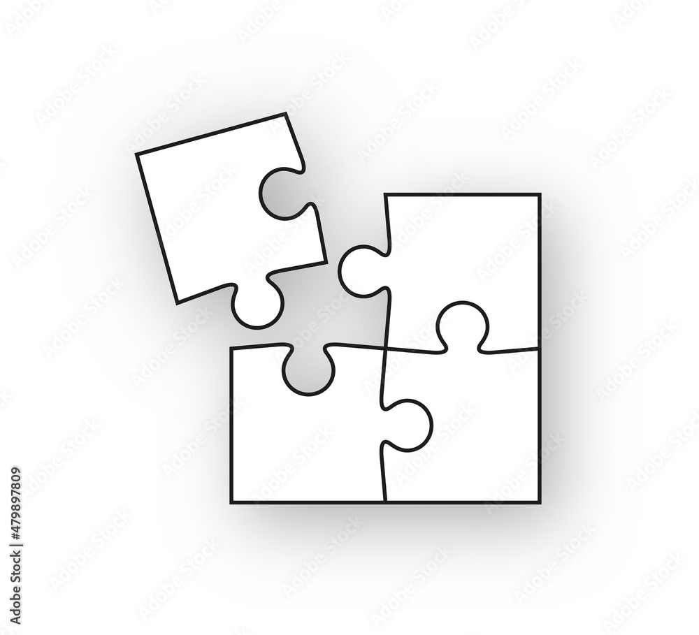 Puzzle pieces. Jigsaw outline grid. Simple mosaic layout with separate ...