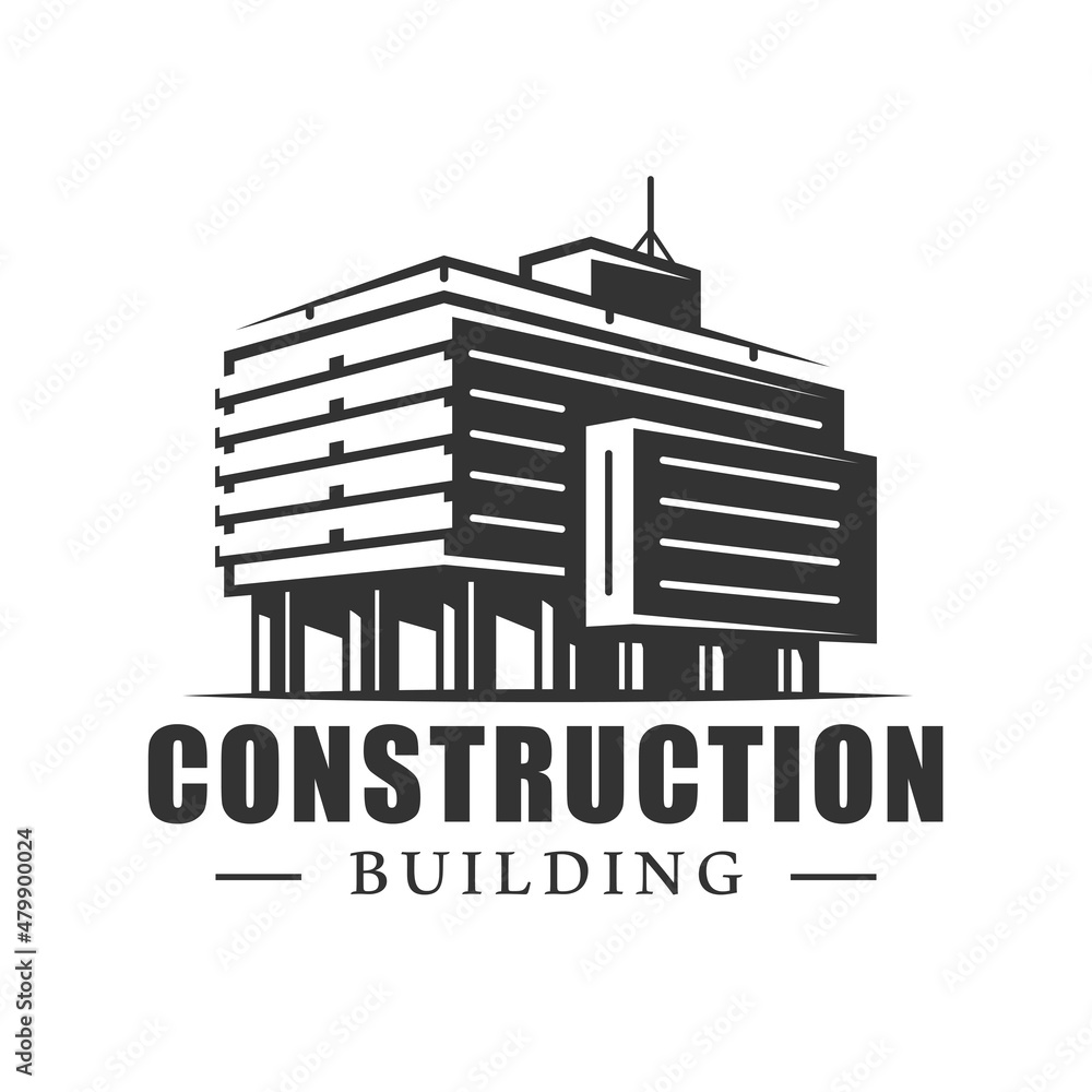 Vintage buildings labels isolated on white background. Vector ...