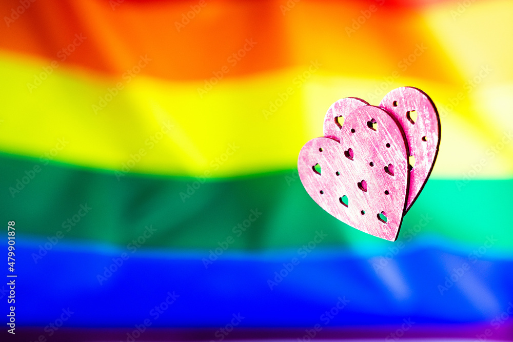 Lgbt rainbow homosexual lesbian concept. Two hearts lgbtq, gay ...