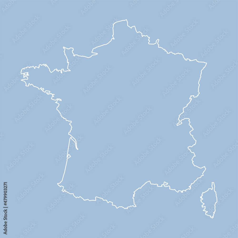 Vector outline map France, template Europe country Stock Vector | Adobe ...