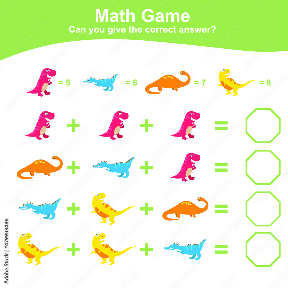 Vetor de Dinosaurs theme Math Game for Preschool. Dinosaurs math ...