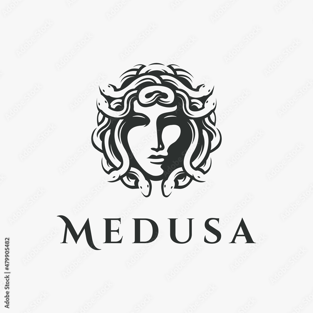 Head of Medusa logo symbol vector on white background Stock Vector ...