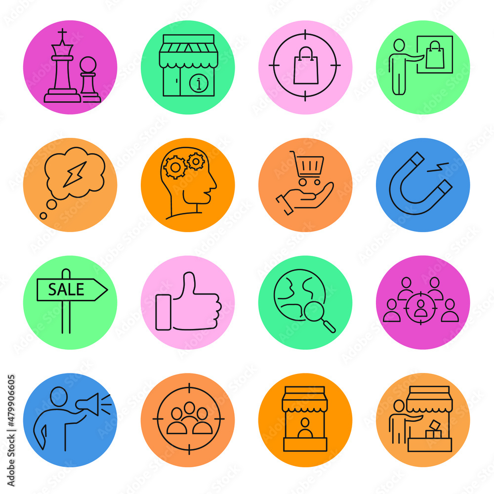Marketing Strategy icon set . Marketing Strategy symbol pack vector ...