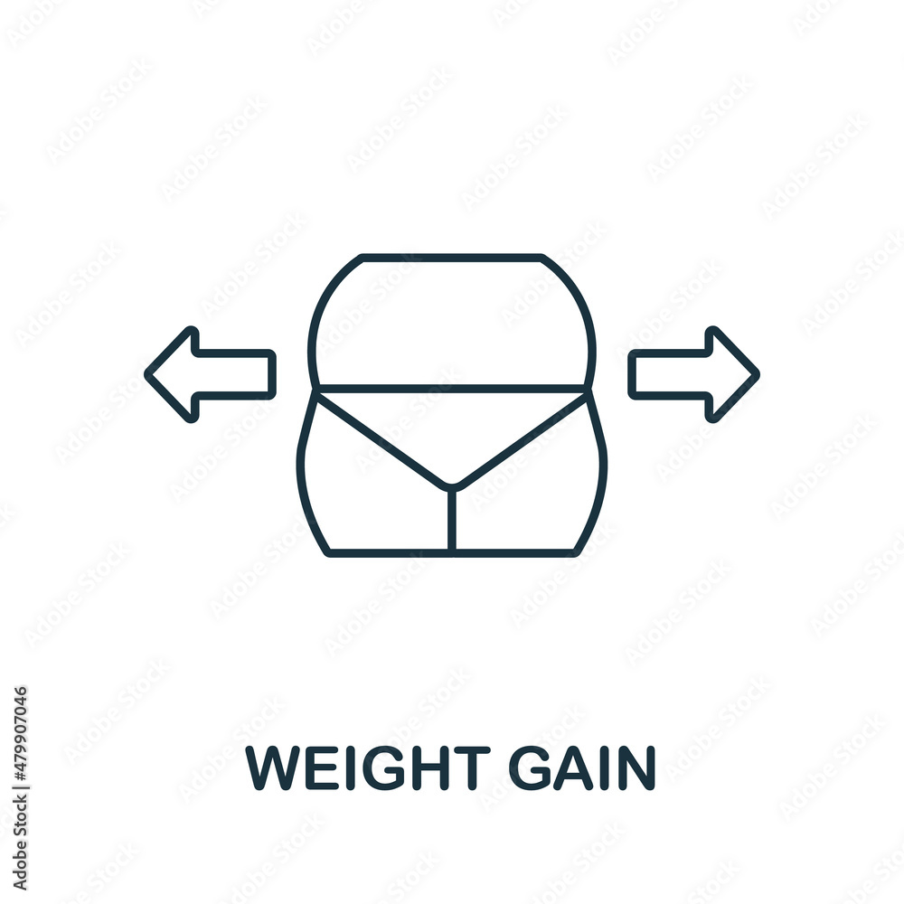 Weight Gain icon. Monochrome sign from diet collection. Creative Weight ...