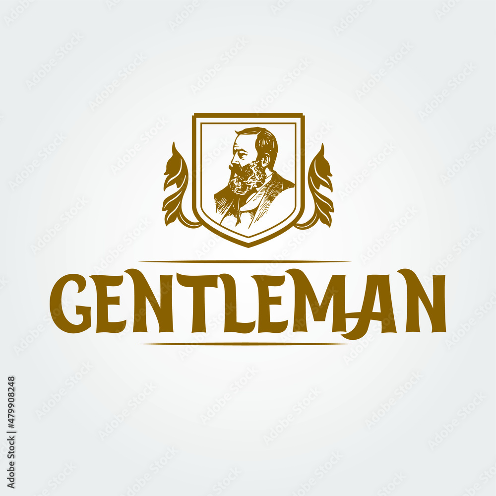 Gentlemen vintage style logo badge. Retro badges or labels set for ...
