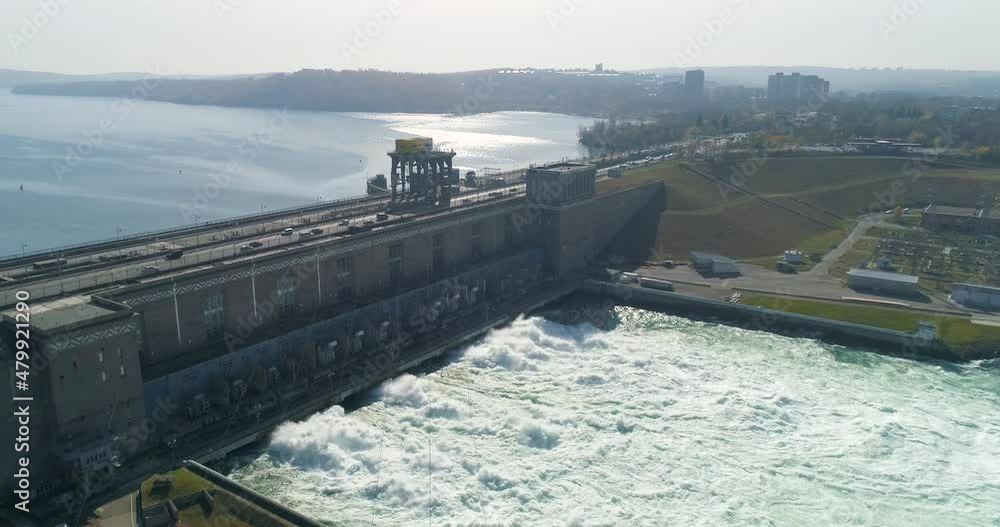 Huge Reserves of Fresh Water. Hydro Energy Giant Reservoir Lake Aerial ...