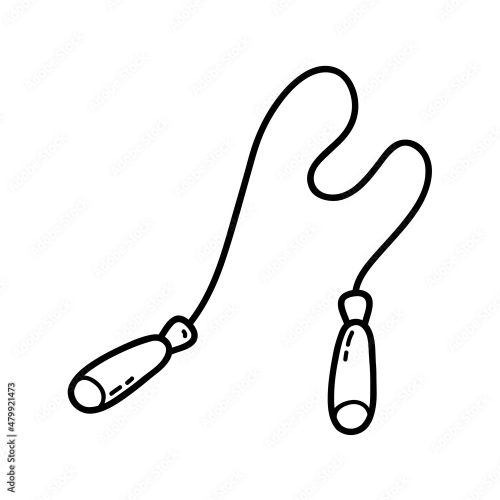 Vector illustration of outline doodle baby jump rope for children ...