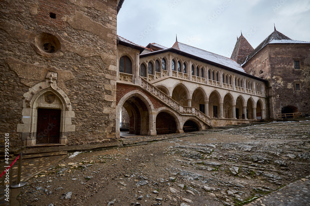 Hunedoara, Romania. January 8-2022. Corvinilor Castle, also called ...