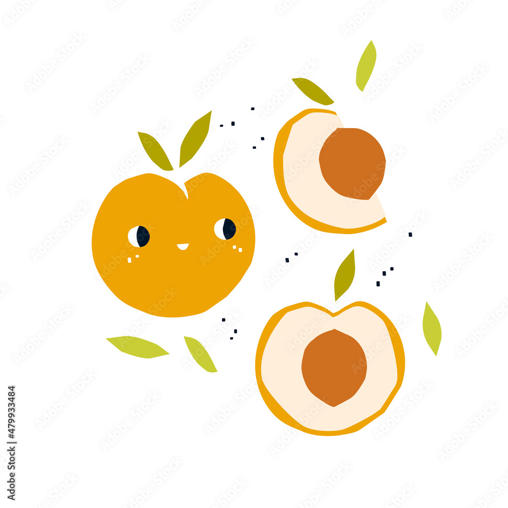Cute peach vector cartoon illustration Stock Vector | Adobe Stock