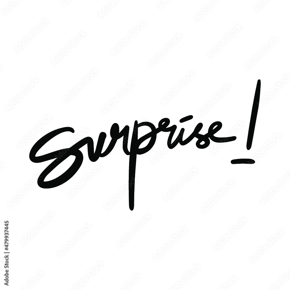 surprise vector Handwritten text on isolated white baground vector hand ...