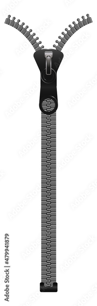 Realistic zipper. Plastic fastener. Slider clasp lock Stock Vector | Adobe Stock