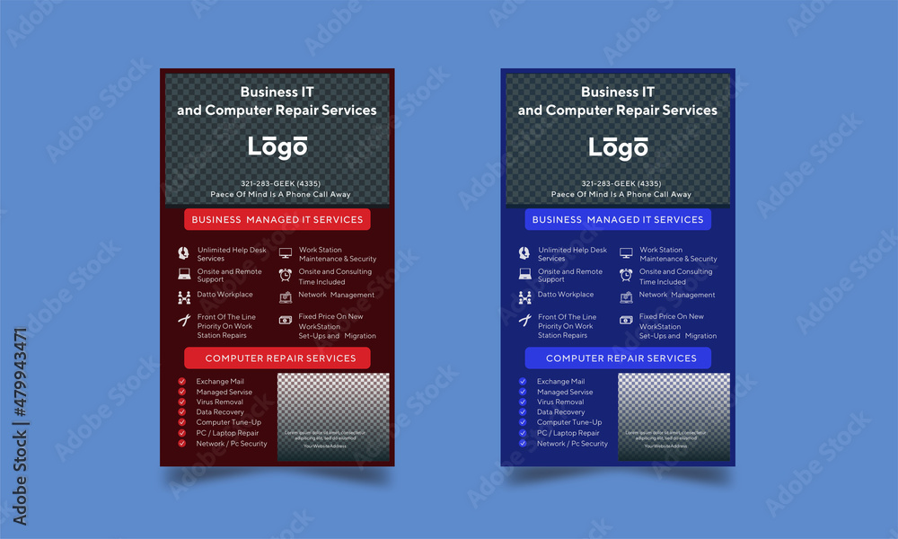 Business it Roll up Banner design. 2 Color Variations CMYK Color Mode ...