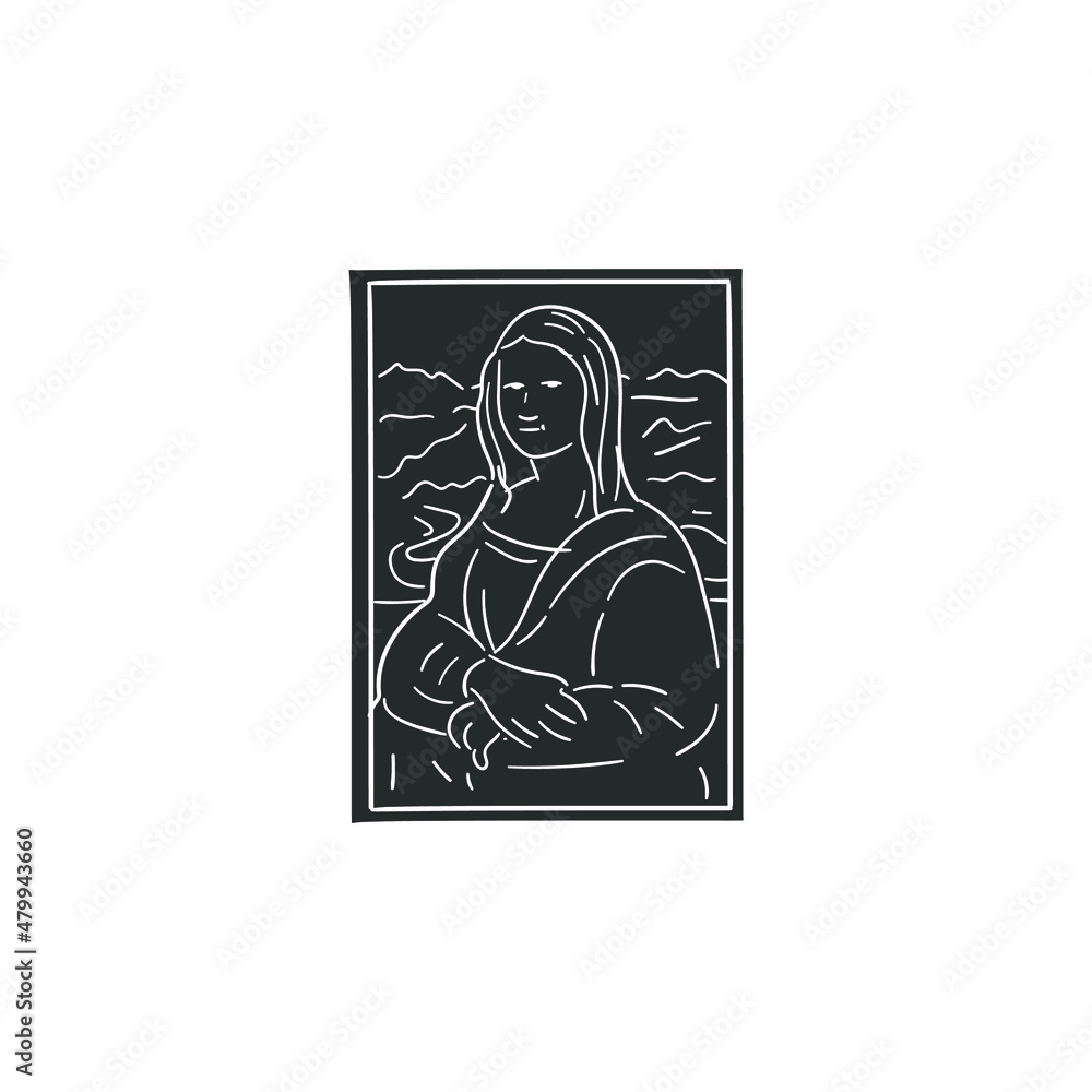 Mona Lisa Icon Silhouette Illustration. Gioconda Paint Vector Graphic ...
