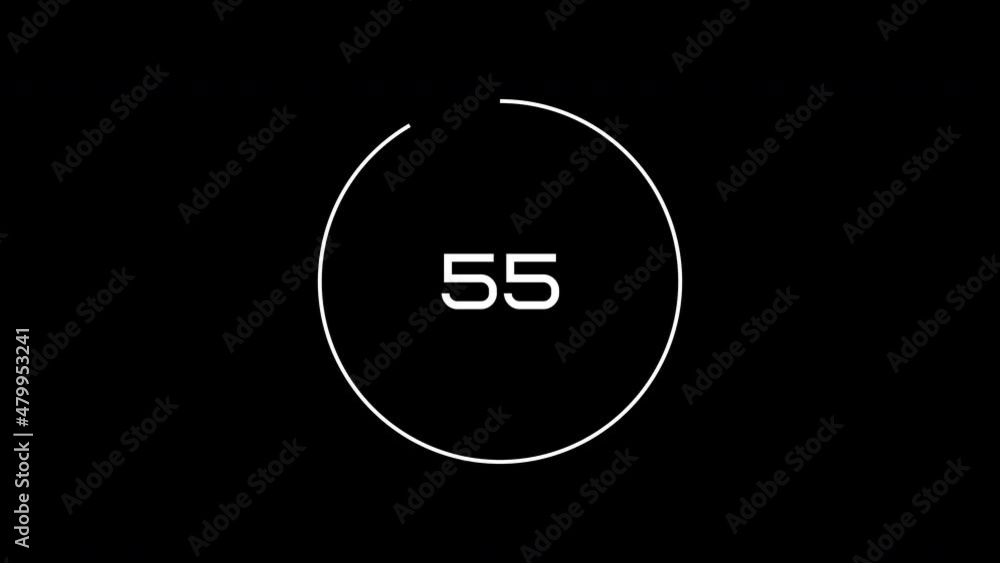 4K Countdown animation from 60 to 0 seconds. Circular countdown clock. Modern flat design with ...