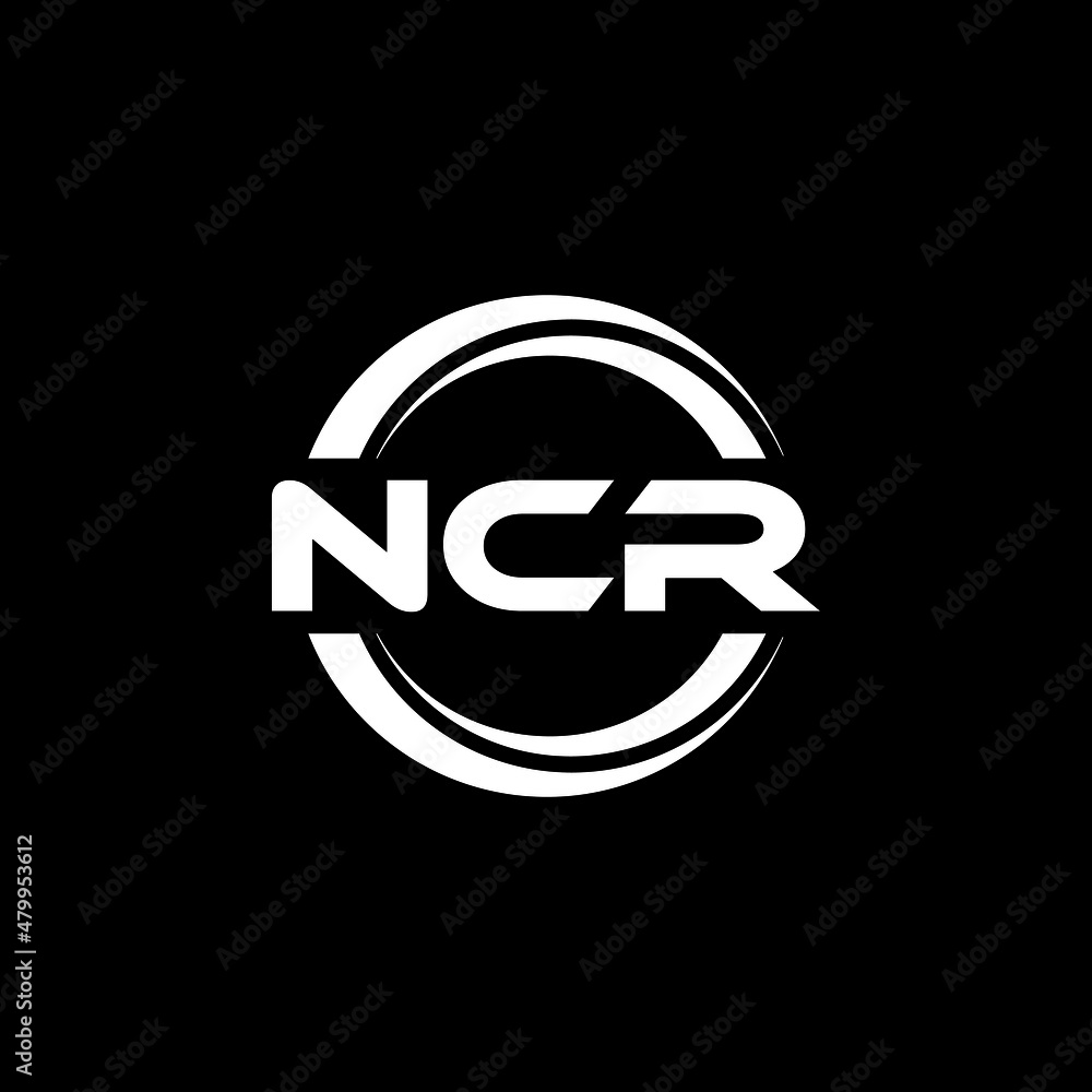 NCR letter logo design with black background in illustrator, vector ...
