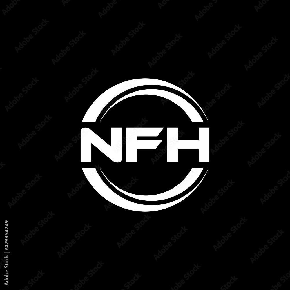 NFH letter logo design with black background in illustrator, vector ...