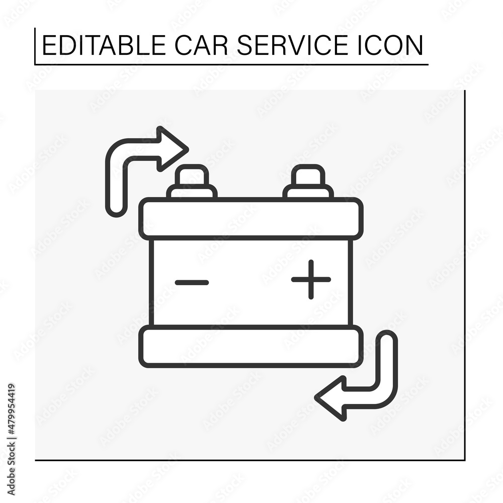Battery replacement line icon. Change battery for better work. Car ...