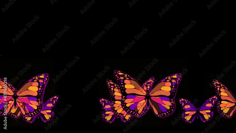 Butterflies. Cells. 4K. Various effects of butterflies with overflows ...