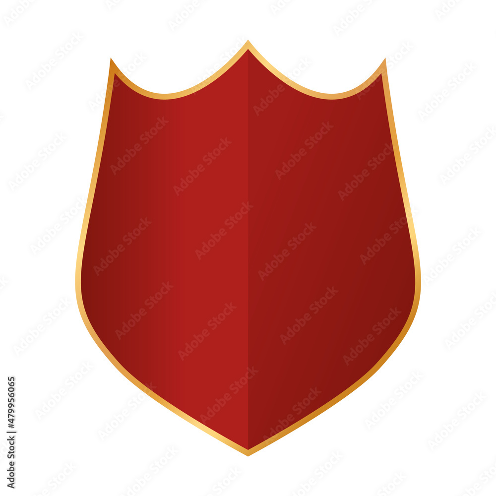 red colored shield icons with gold frame on white background Stock ...