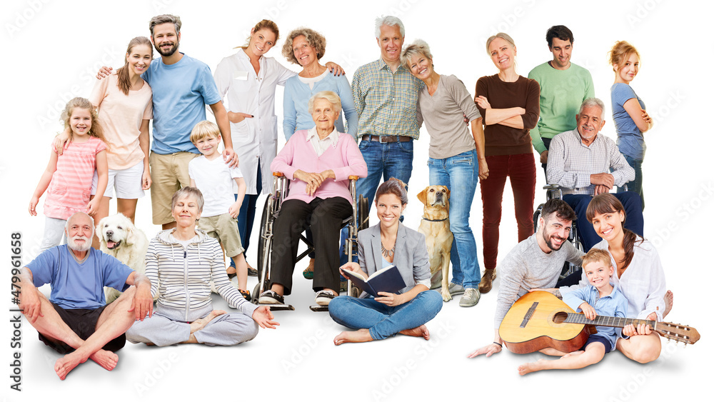 Menschen vieler Generationen beisammen in ihrer Freizeit Stock Photo ...