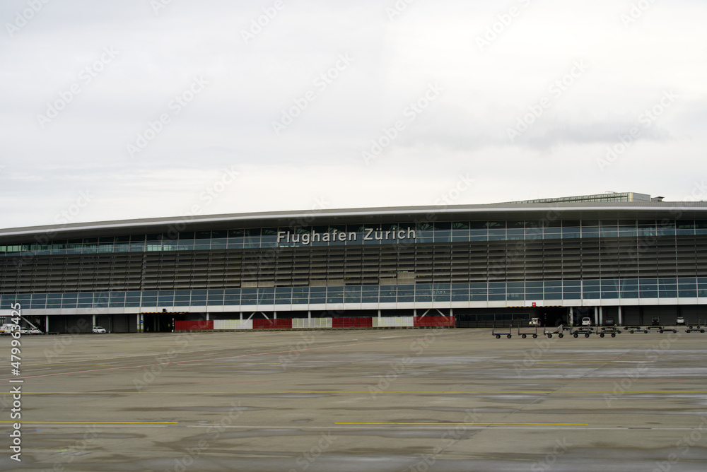 Glass facade of modern terminal building named Airside Center with ...