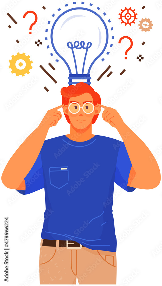 Dealing with poblem and finding solution concept. Man plans strategy ... Dealing with poblem and finding solution concept. Man plans strategy ...