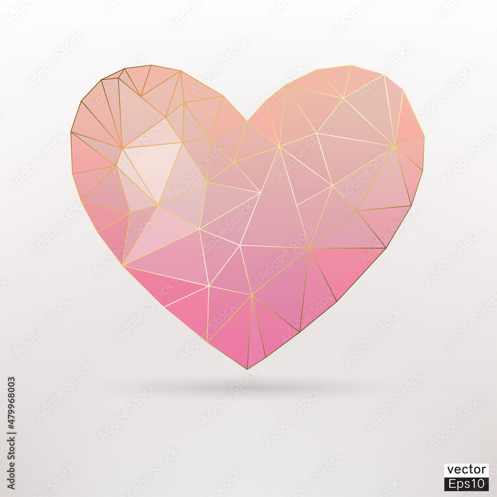 Geometric rose gold heart shape with pink background texture design for ...