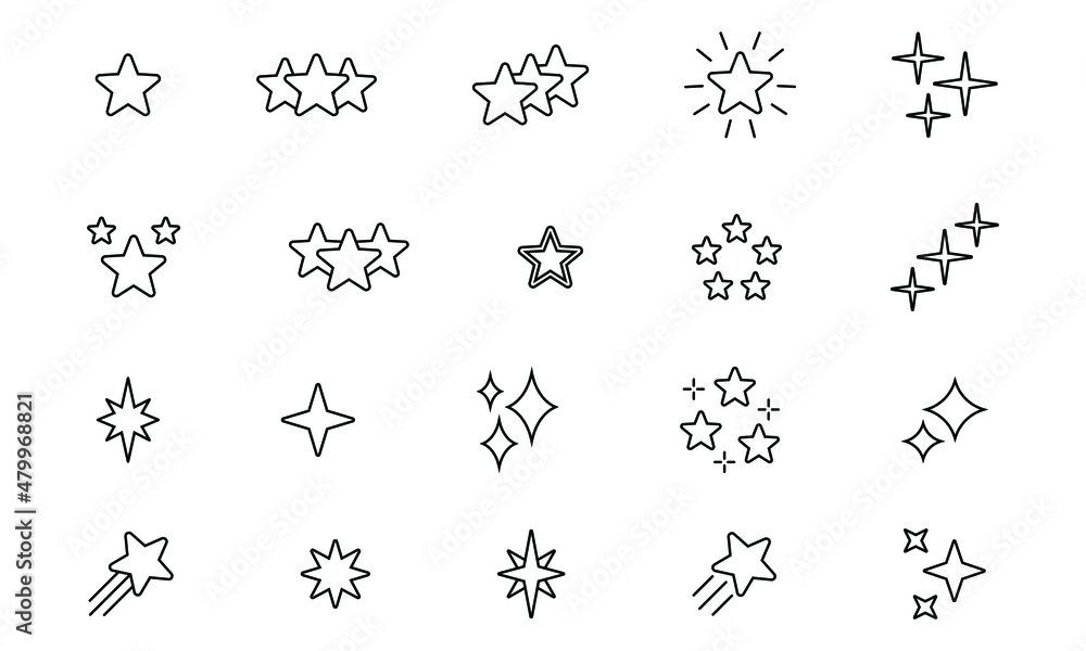 Set of line stars icons. Simple pictograms pack. Stroke vector ...