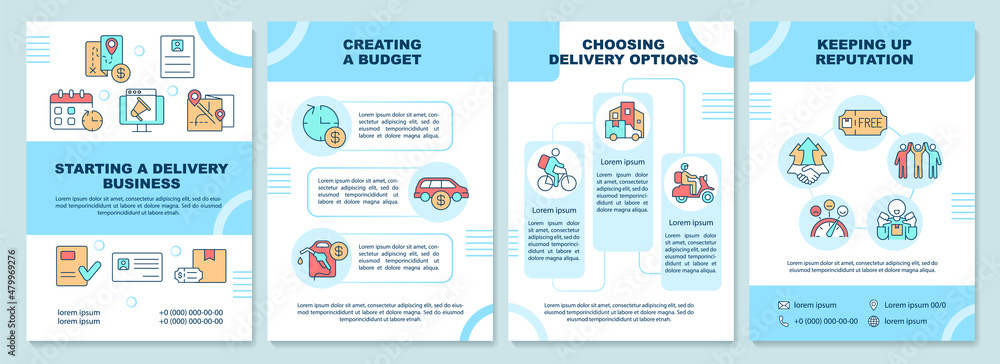 Starting delivery company brochure template. Shipment service. Booklet ...