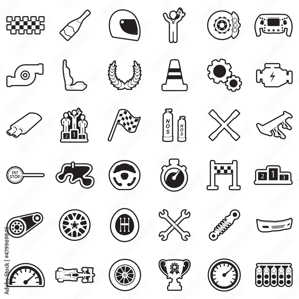 Racing Icons. Line With Fill Design. Vector Illustration. Stock Vector ...