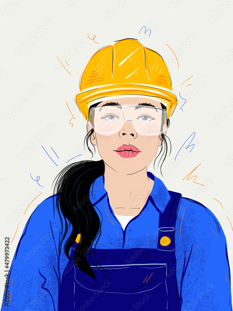 construction worker with helmet Stock Illustration | Adobe Stock