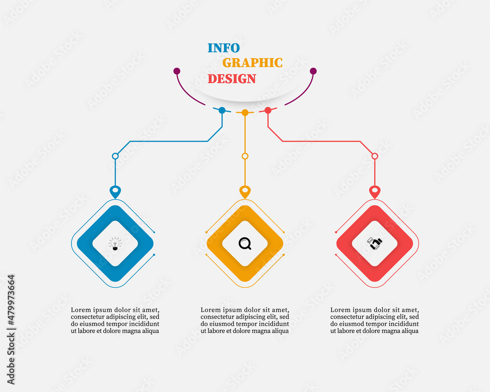 Square vector design template icon for 3 point banner, number graphics ...