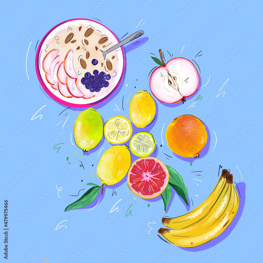 illustration of fruits Stock Illustration | Adobe Stock
