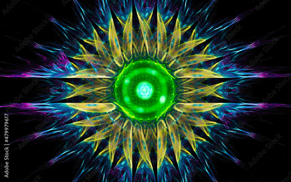 abstract illustration of a computer generated fantastic flower of ...