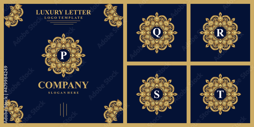 Vintage luxury royal gold logo template vector initials Stock Vector ...