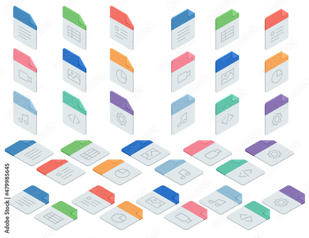 Isometric big set of document flow management. Documents icon set for ...