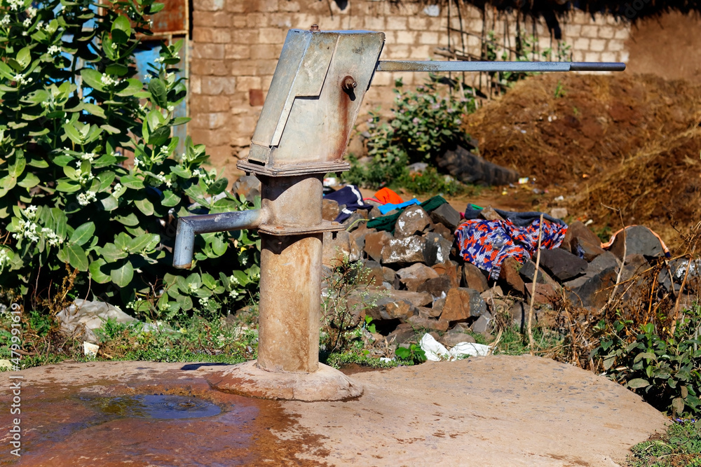 Classic hand pump for Water Hand Pump in The Gir forest Village Gujarat ...