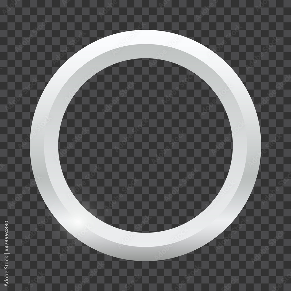 Silver round frame isolated on transparent background. Metal shiny ...