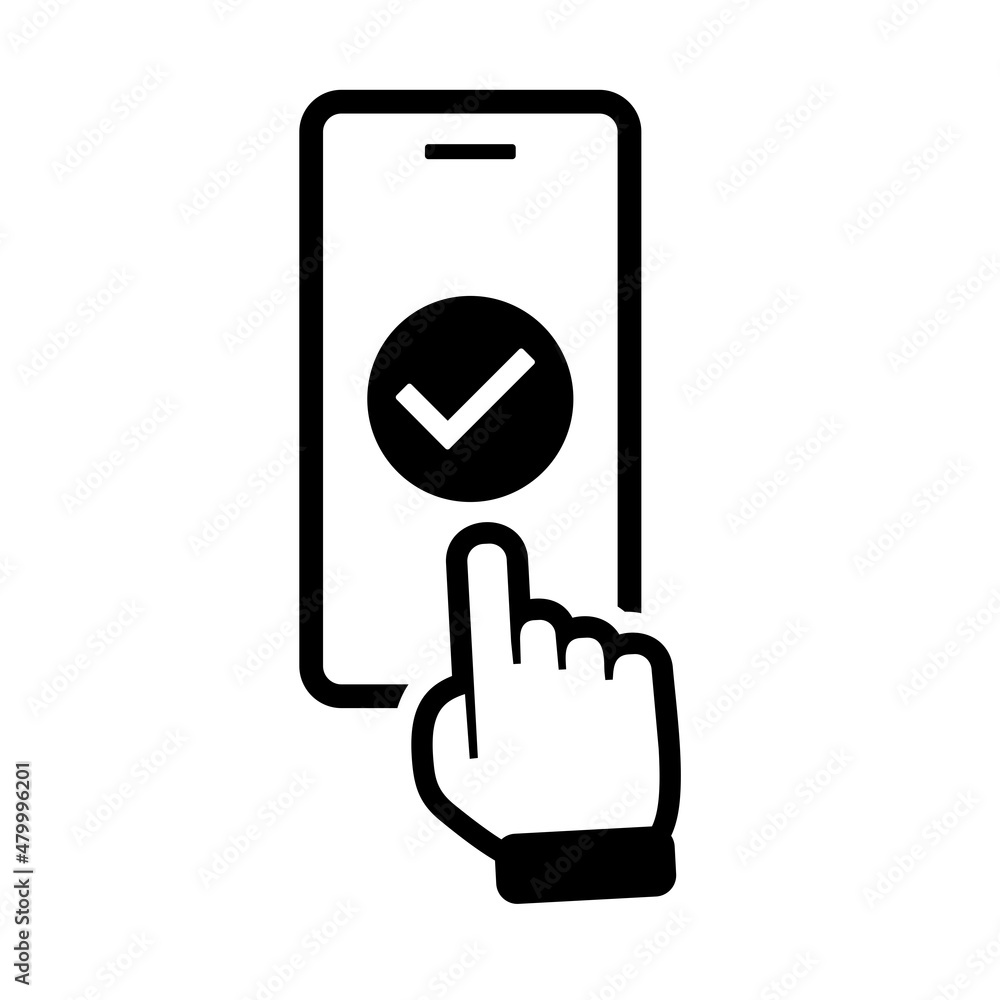 Check mark on smartphone screen. Vector illustration Stock Vector ...
