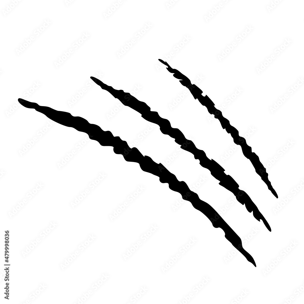 Claws scratches icon isolated on white background. Several forms nicks ...
