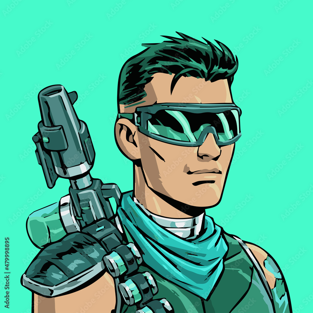 Metahero universe character noxious NFT. Comic superhero wearing green ...