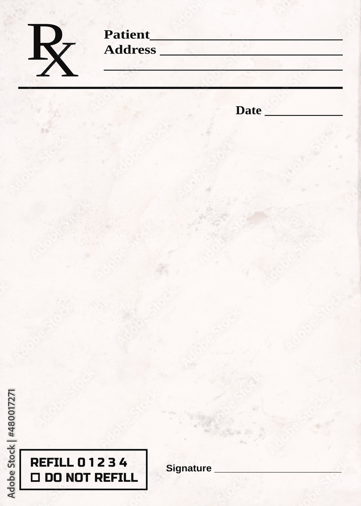 A blank medical prescription module, with the RX symbol on top, and ...