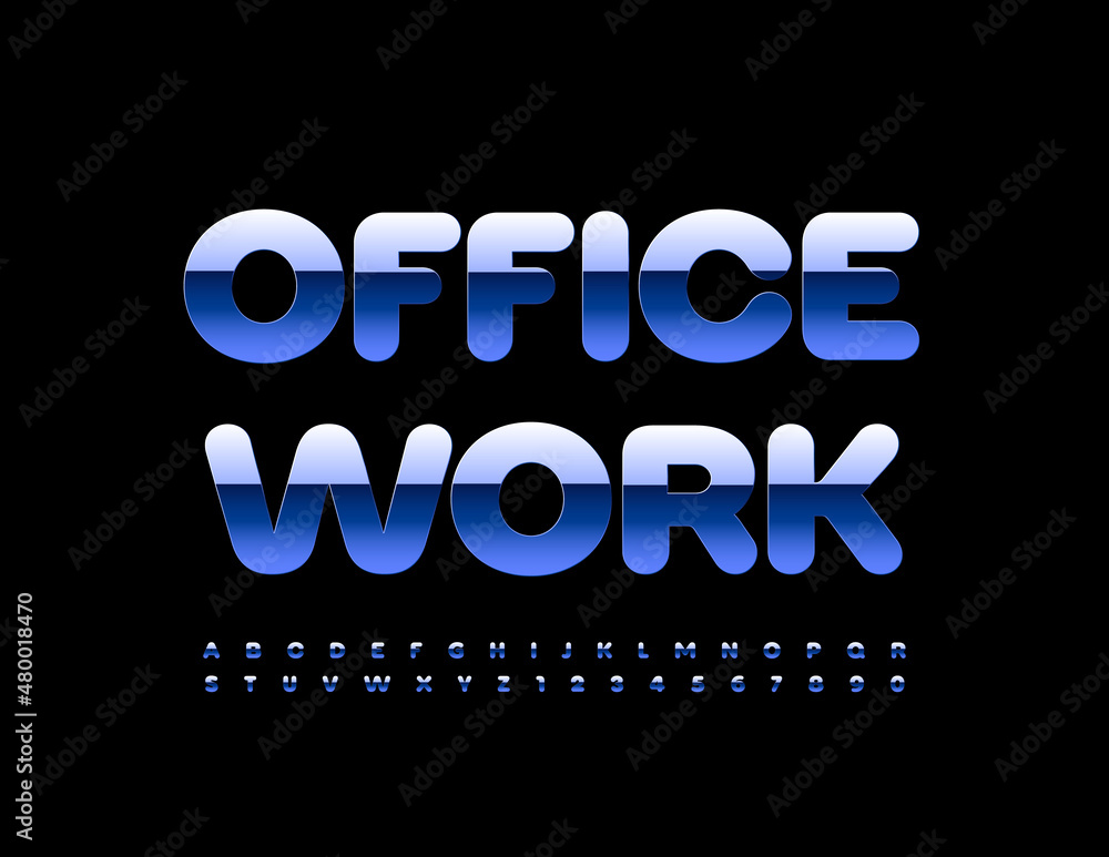 Vector business template Office Work. Modern Metallic Font. Bright ...