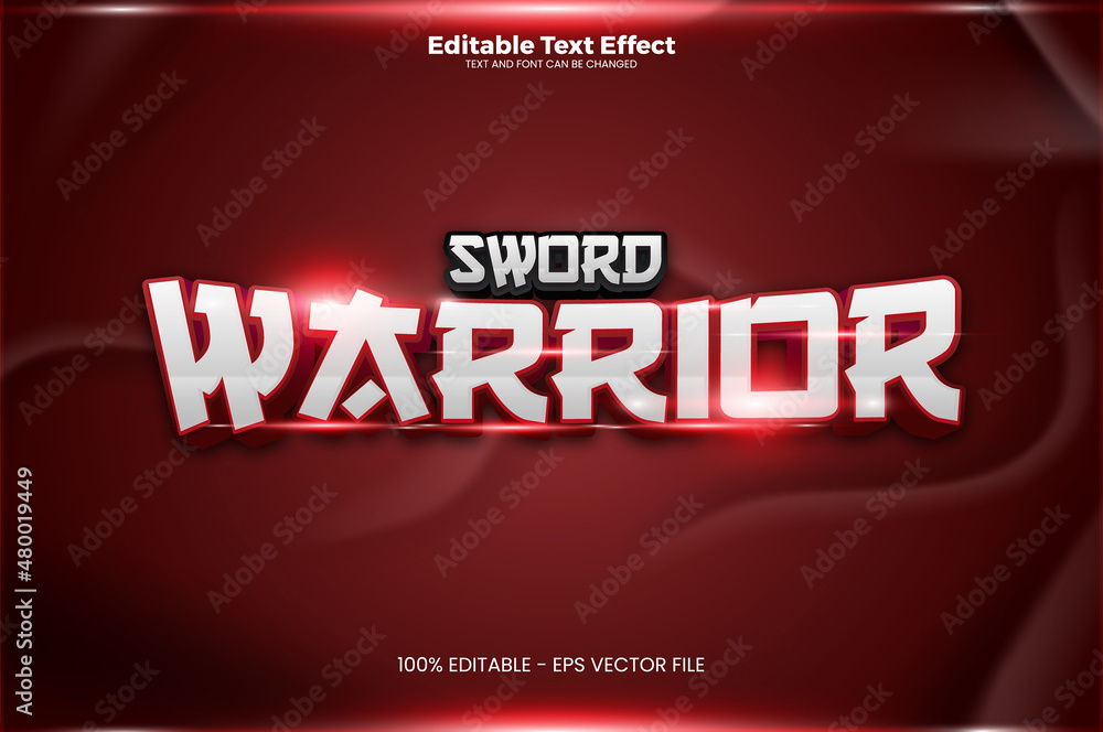Sword Warrior Editable text effect in modern trend style Stock Vector ...