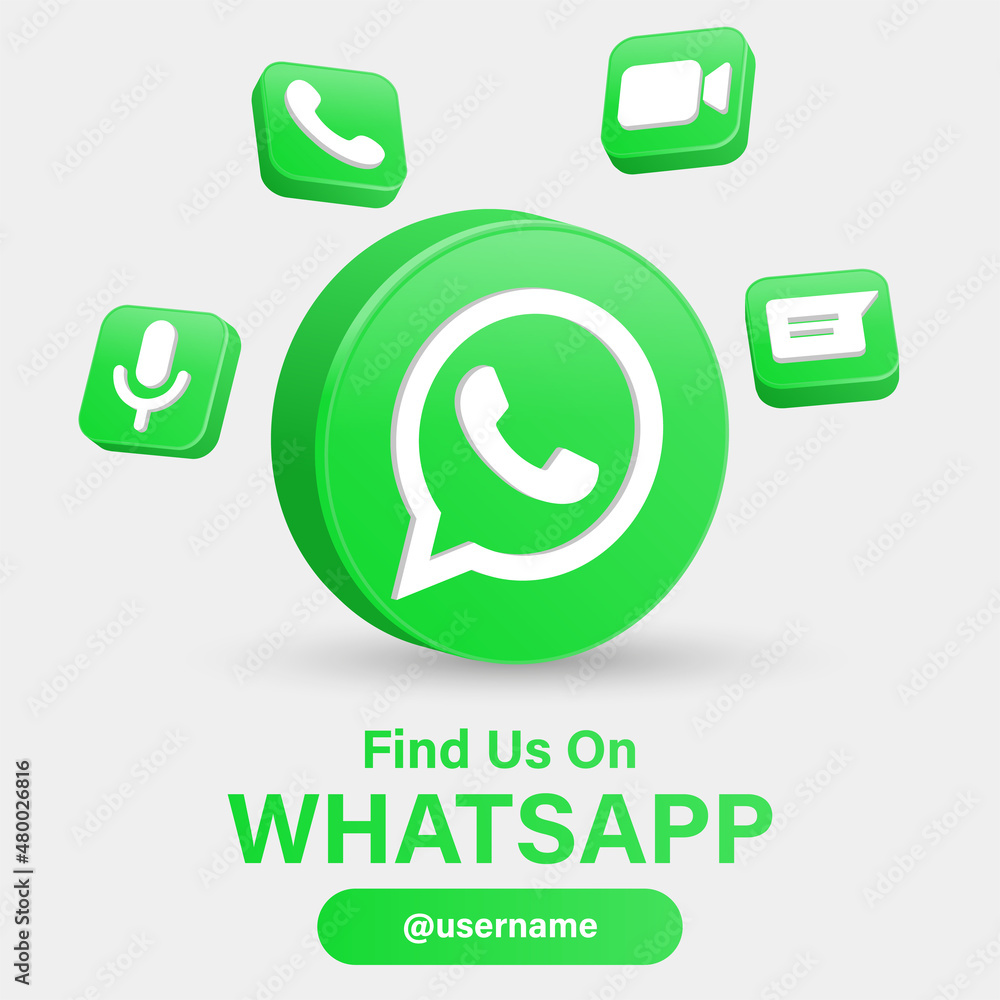 follow us on whatsapp for social media icons banner in 3d round circle ...