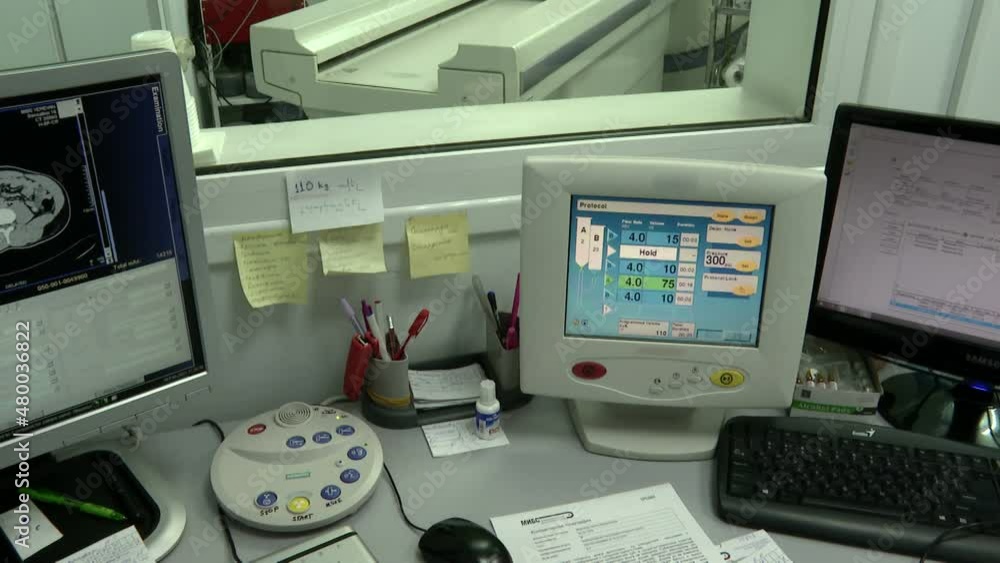 In Medical Laboratory Patient Undergoes MRI or CT Scan Process under ...