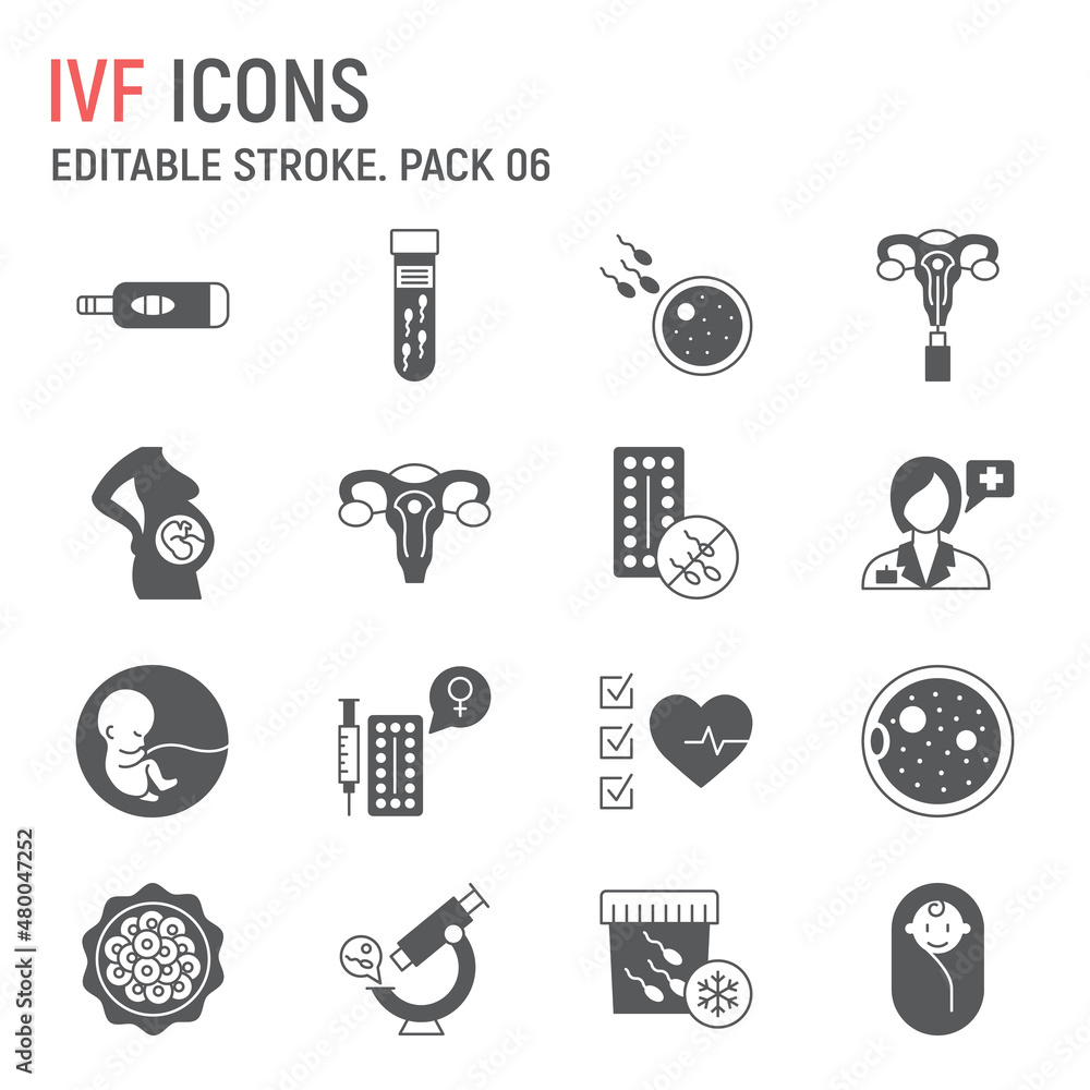 IVF glyph icon set, vitro fertilization collection, vector graphics ...