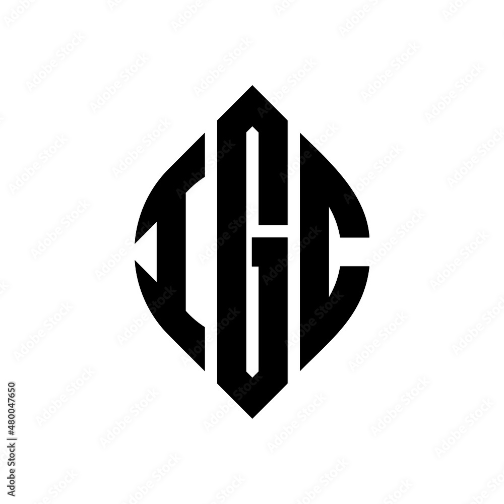 IGC circle letter logo design with circle and ellipse shape. IGC ...