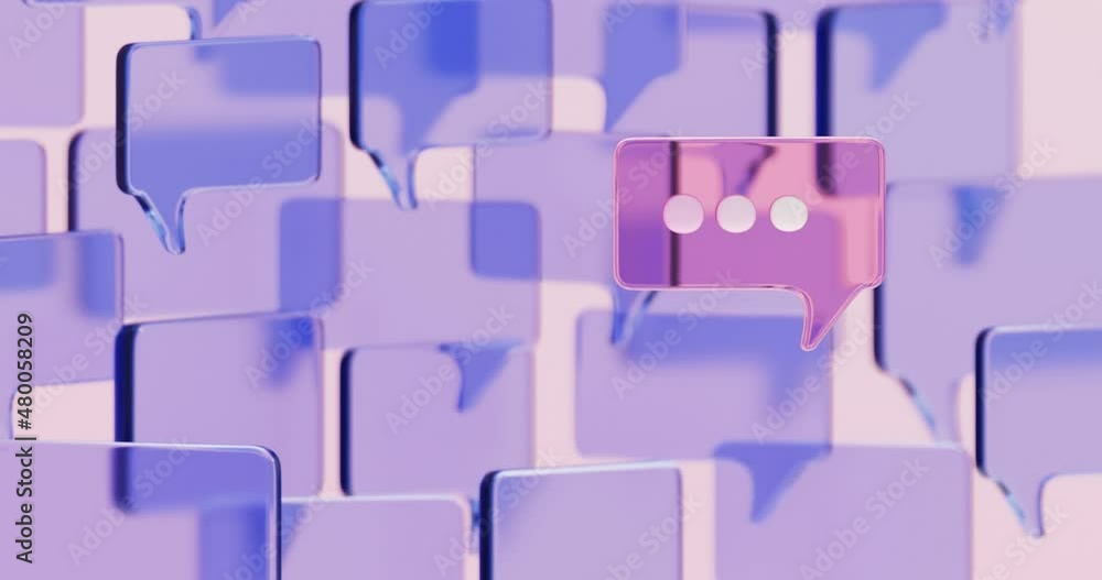 Minimal frosted glass message symbol 3d 4k animation. Contrast sms in ...